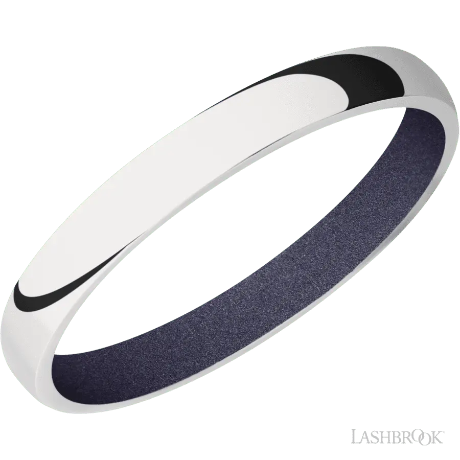 3 mm wide Domed 10K White Gold band featuring a Crushed Orchid sleeve.